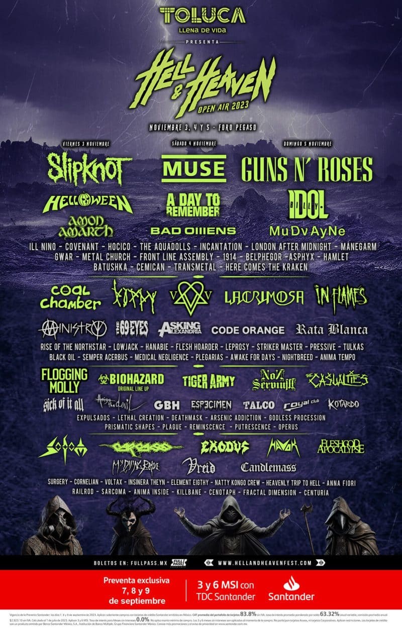 Hell & Heaven 2023 con Guns N' Roses, Slipknot, Muse y más en México: cartel y entradas