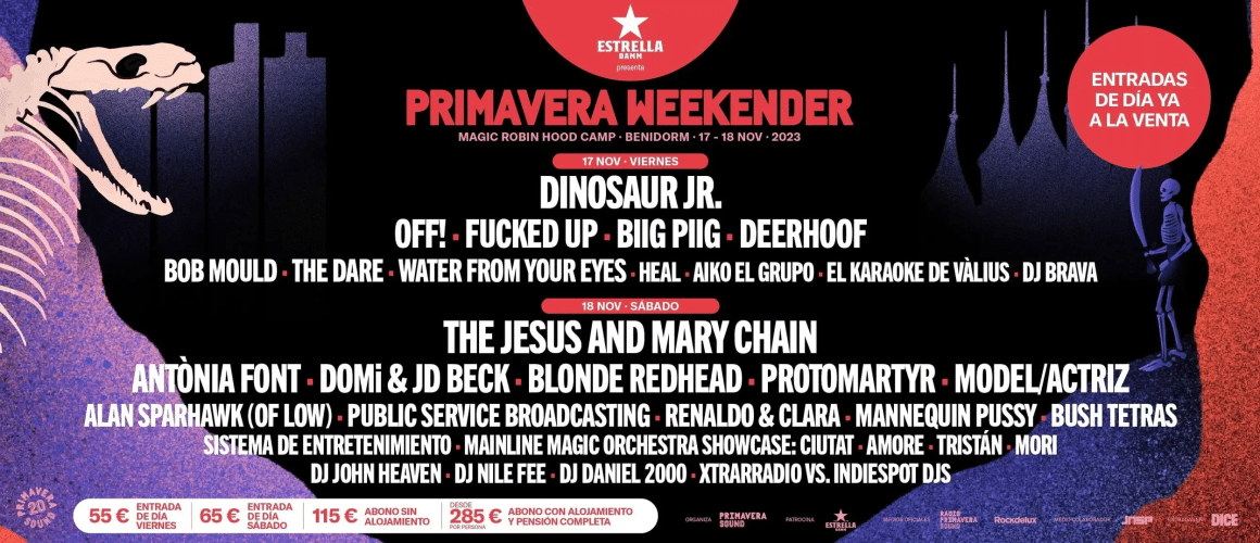 Cartel del Primavera Weekender 2023 en Benidorm en noviembre: entradas ...